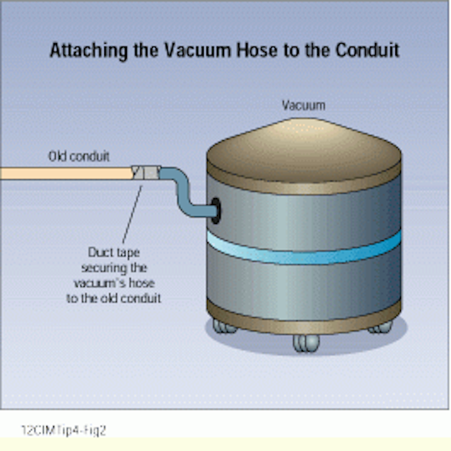 Vacuum cleaner helps pull cable | Cabling Installation & Maintenance