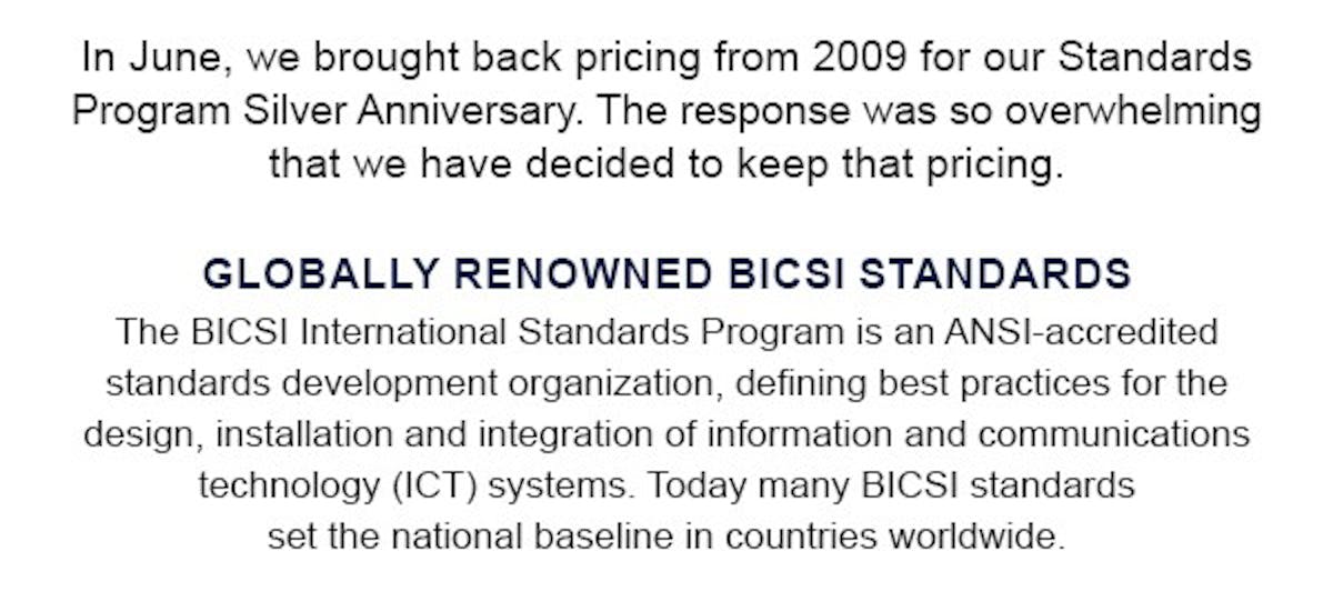 BICSI Standards pricing alert | Cabling Installation & Maintenance