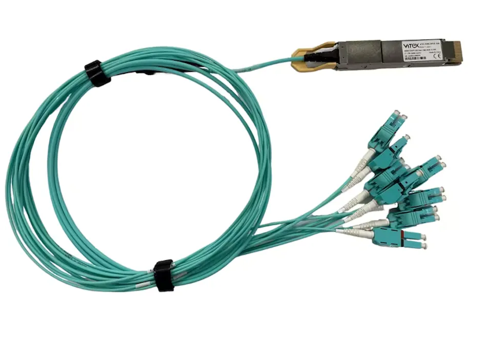 200G AOC fanout enables 25G-SR connectivity via 8 duplex LC connectors ...